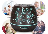 China 400ml Flower Dragonfly Style Wooden Aroma Diffuser Air Humidifier For Spa Yoga for sale