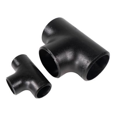 China Round Carbon Steel Black Mild Pipe Fitting Equal Welded Reducing Tee Seamless for sale
