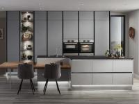 China Villa/Apartment Kitchen Cabinet with Super Durable MR MDF Material and Matte Grey Finish for sale