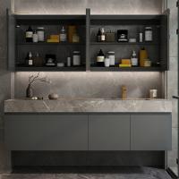 China Hardware YALIG Modern Furniture Bathroom Cabinet with Mirrored Sink and Drawer Slides for sale