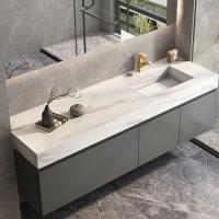 China Hardware YALIG Modern Furniture Bathroom Cabinet with Mirrored Sink and Drawer Slides for sale