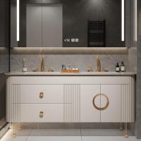 China Hardware YALIG Modern Furniture Bathroom Cabinet with Mirrored Sink and Drawer Slides for sale