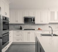 China Waterproof Fireproof Shaker Style Kitchen Units Set Furniture Cabinet with Islands Designs for sale