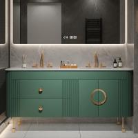 China Hardware YALIG Modern Furniture Bathroom Cabinet with Mirrored Sink and Drawer Slides for sale