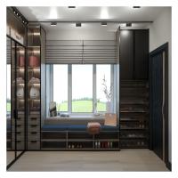 China Adjustable Aluminum Door Black Glass Wardrobe for Apartment Bedroom Closet Furniture for sale