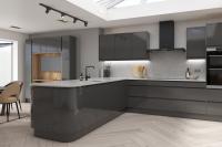 China Good Praise Degree Glossy Wood Kitchen Pantry Cabinet with E1 Particleboard Material for sale