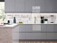 China Good Praise Degree Glossy Wood Kitchen Pantry Cabinet with E1 Particleboard Material for sale