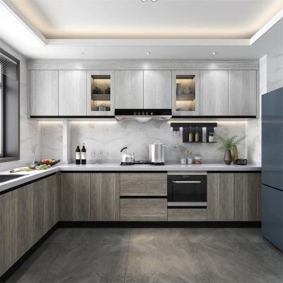 China Blum Drawer Accessories for 2022 Gray Kitchen Cabinet in Modern Villa Renovation for sale