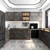 China Blum Drawer Accessories for 2022 Gray Kitchen Cabinet in Modern Villa Renovation for sale