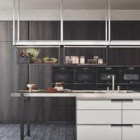 China Customized Waterproof Modern Luxury Kitchen Cabinet with Eased Edge Countertop Edging for sale