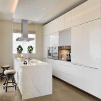 China Customized Waterproof Modern Luxury Kitchen Cabinet with Eased Edge Countertop Edging for sale