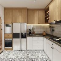 China Modern Design YALIG Matte Colored Wooden Kitchen Cabinets with Drawers in White and Black for sale