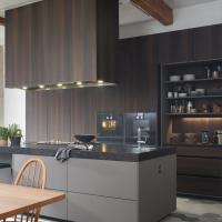 China Highly ODM/OEM Modern Black Kitchen Cabinet Furniture with Veneer and Lacquer Finish for sale