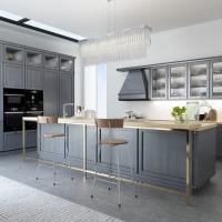 China Highly ODM/OEM Modern Black Kitchen Cabinet Furniture with Veneer and Lacquer Finish for sale