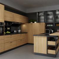 China Highly ODM/OEM Modern Black Kitchen Cabinet Furniture with Veneer and Lacquer Finish for sale