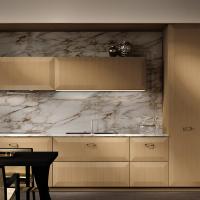 China Customized Veneer Color Modern Design Modular Solid Wood Kitchen Cabinets Accessories for sale