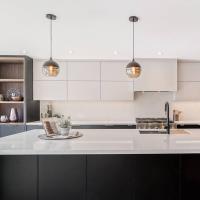 China Highly ODM/OEM Modern Black Kitchen Cabinet Furniture with Veneer and Lacquer Finish for sale