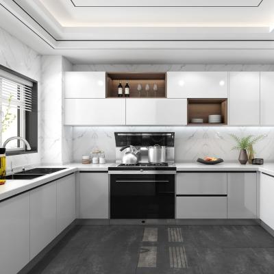 China Complete Wooden Kitchen Cabinet in Modern Design Style with Veneer and Lacquer Finish for sale