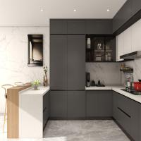 China Transform Your Kitchen with Customizable Gray Wood Cabinets and MDF Doors from YALIG for sale