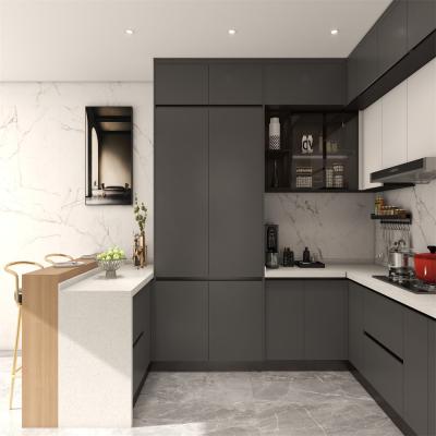 China Transform Your Kitchen with Customizable Gray Wood Cabinets and MDF Doors from YALIG for sale