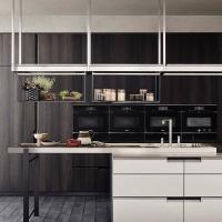 China Customized Veneer Color European Style Wooden Kitchen Cabinet with HDF Door Material for sale
