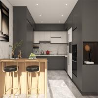 China Transform Your Kitchen with Customizable Gray Wood Cabinets and MDF Doors from YALIG for sale