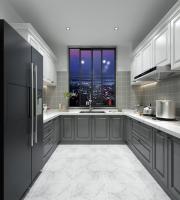 China Gray Laminate Kitchen Cabinet Interiors Custom Veneer Color for Apartment Renovation for sale