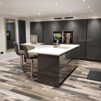 China Lacquer Surface Treatment Wooden Cabinets for Customized Veneer Color Kitchen Furniture for sale
