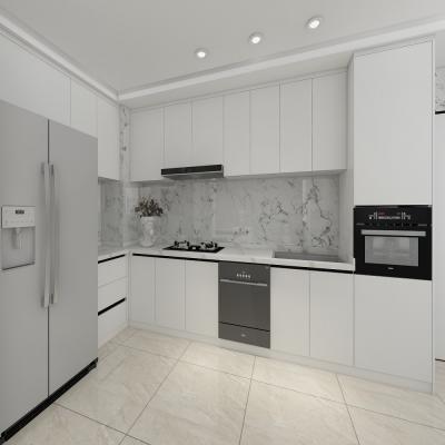 China Waterproof Melamine Wood Kitchen Cupboard Cabinet with Drawers Blum Hardware and Durable for sale