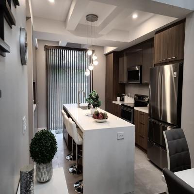 China Customized Veneer Color YALIG Modular Kitchen Cabinets with Blum Hardware and Drawers for sale