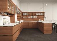 China Custom Size White Wooden Luxury Apartment Kitchen Cabinets Sets with Waste Container for sale