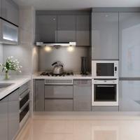 China European Style Smart Modular Kitchen Cabinets with Solid Wood and White Gloss Finish for sale