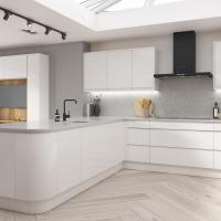China European Style Smart Modular Kitchen Cabinets with Solid Wood and White Gloss Finish for sale