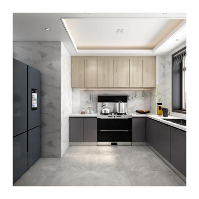 China Flat Edge Plywood Door Material High End Waterproof Modern Design Modular Kitchen Cabinet for sale