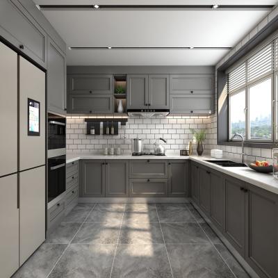 China Veneer Finished Top and Lacquer Finished Bottom Kitchen Cabinets for Waterproof Design for sale