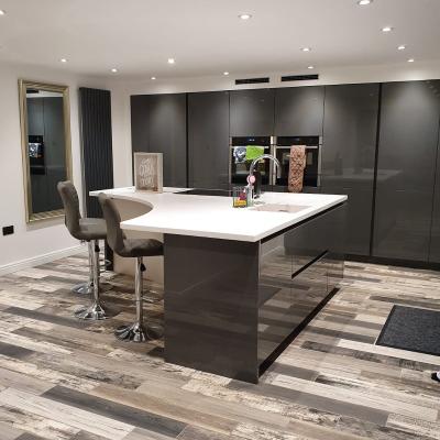 China MDF Door Customized Veneer Color YALIG Under Sink Green Australian Glossy Furniture Lacquer Kitchen Cabinets for sale