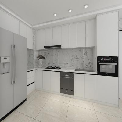 China Blum Hardware HDF Door Material American Luxury Smart Wood Lacquer Kitchen Cabinet for sale