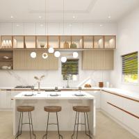 China European Style Solid Wood Kitchen Cabinet Furniture with Guaranteed and Glossy Finish for sale