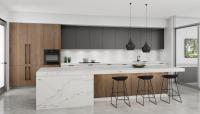 China Painted Hpl Door Panel Surface Treatment Kitchen Cabinet for Modern Kitchen in Qatar for sale