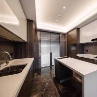 China Modern Style Melamine Board Kitchen Cabinet Set for Luxury Smart Wood Apartment Furniture for sale