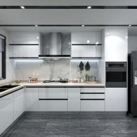 China Blum Hardware Modern Design Light Box Kitchen Cabinet for Colored Small Kitchen Design for sale