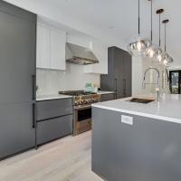 China Smart Modern Design Matte Grey Luxury French Black Kitchen Unit with Blum Hardware for sale