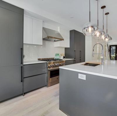 China Smart Modern Design Matte Grey Luxury French Black Kitchen Unit with Blum Hardware for sale