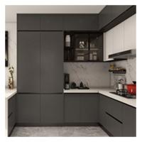 China Handle-Free Design Black Lacquer Kitchen Cabinets for Customization in Apartment for sale