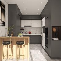 China Handle-Free Design Black Lacquer Kitchen Cabinets for Customization in Apartment for sale