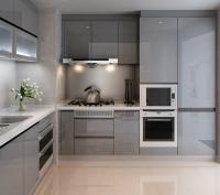 China Veneer Finished Top and Lacquer Finished Bottom High Glossy Design Kitchen Cabinets for sale