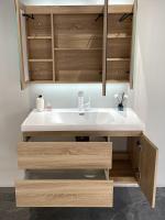 China European Style Bathroom Vanity with Quartz Stone Countertop and Luxury Custom Design for sale