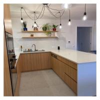 China Stylish Plywood Door European Style Kitchen Cabinet with Beveled Edge Countertop Edging for sale
