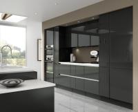 China Blum Black Matt Lacquer European Style Kitchen Cabinet with Quartz Stone Countertop for sale