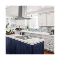 China Custom Shaker Style Complete Modular Kitchen Cabinet with Flat Edge Countertop Highly for sale